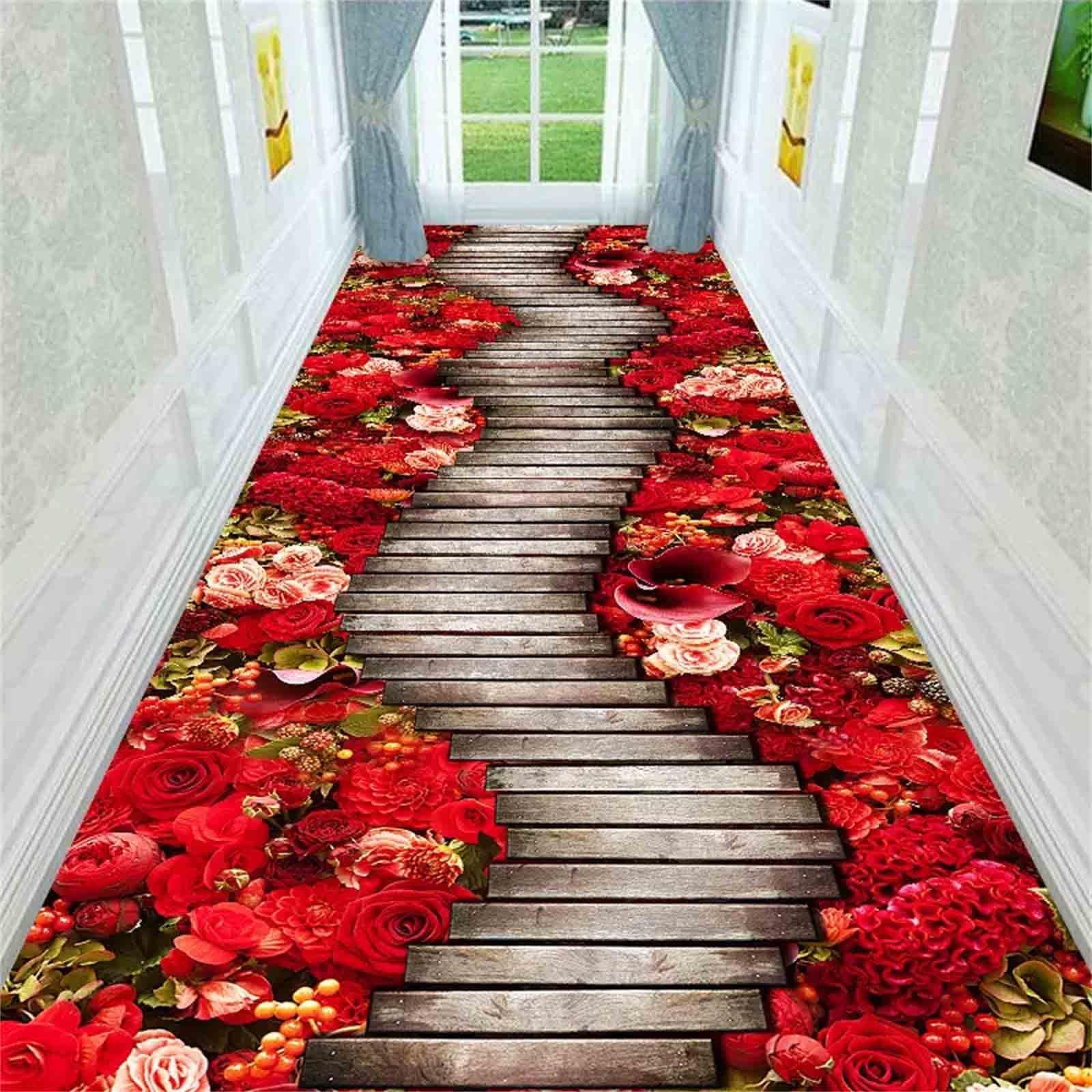 Amazon.com: 3D Illusion Runner Rug, Rose Road Corridor Rugs,Vintage ...