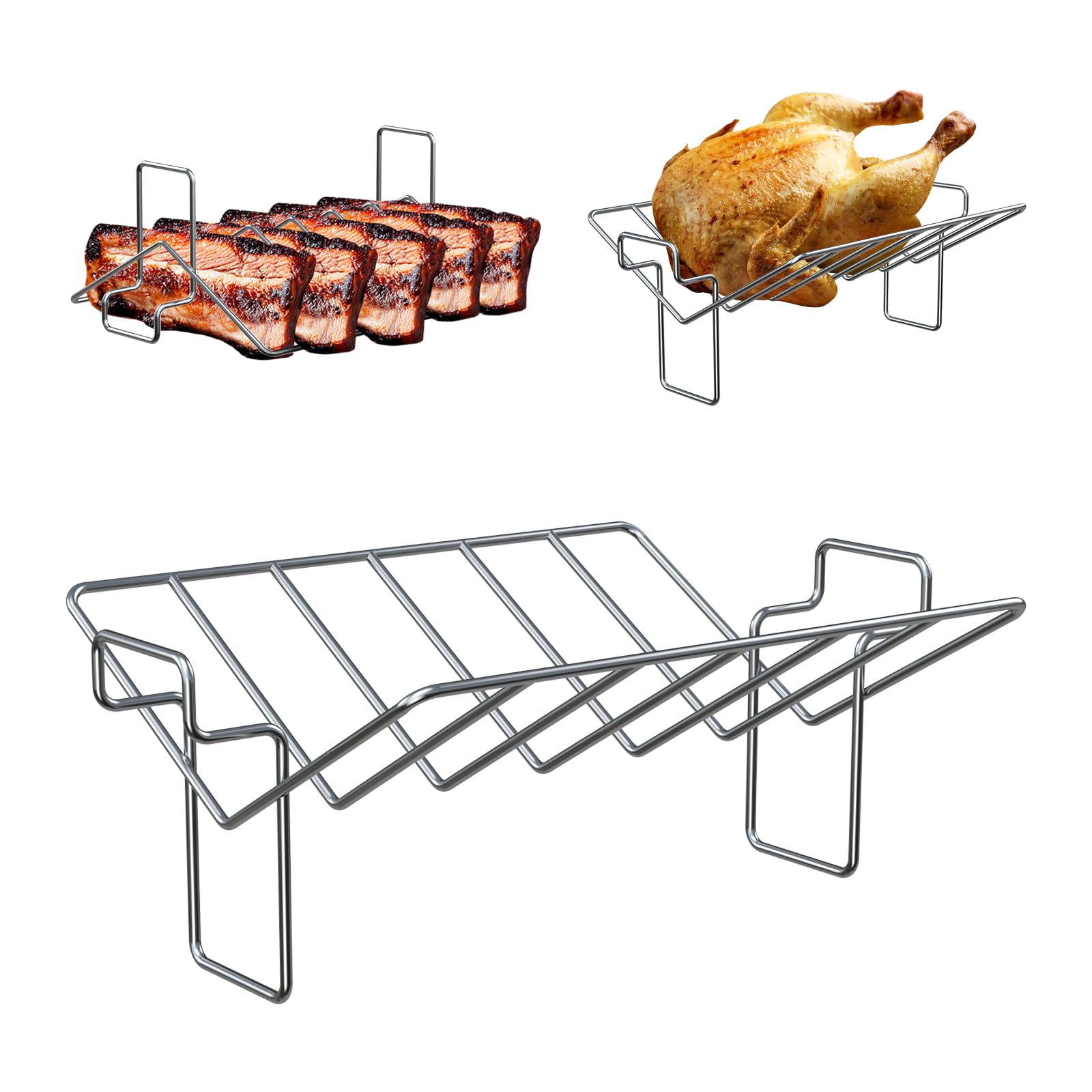 BMMXBI V-Shape Turkey Roasting Rack, 2 in 1 Turkey Stainless Steel ...