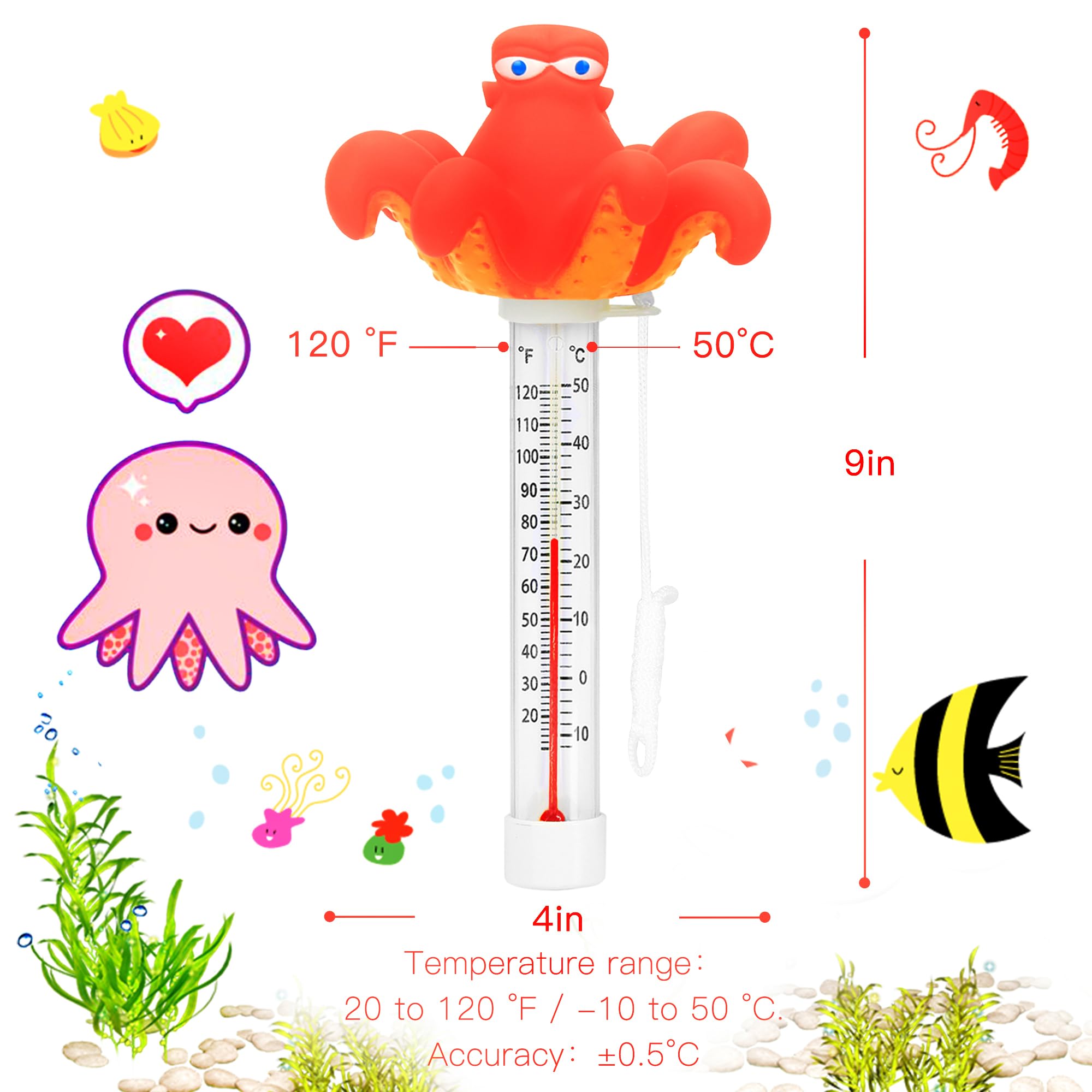 Snapklik.com : XY-WQ 2 Packs Floating Pool Thermometer, Large Size Easy ...