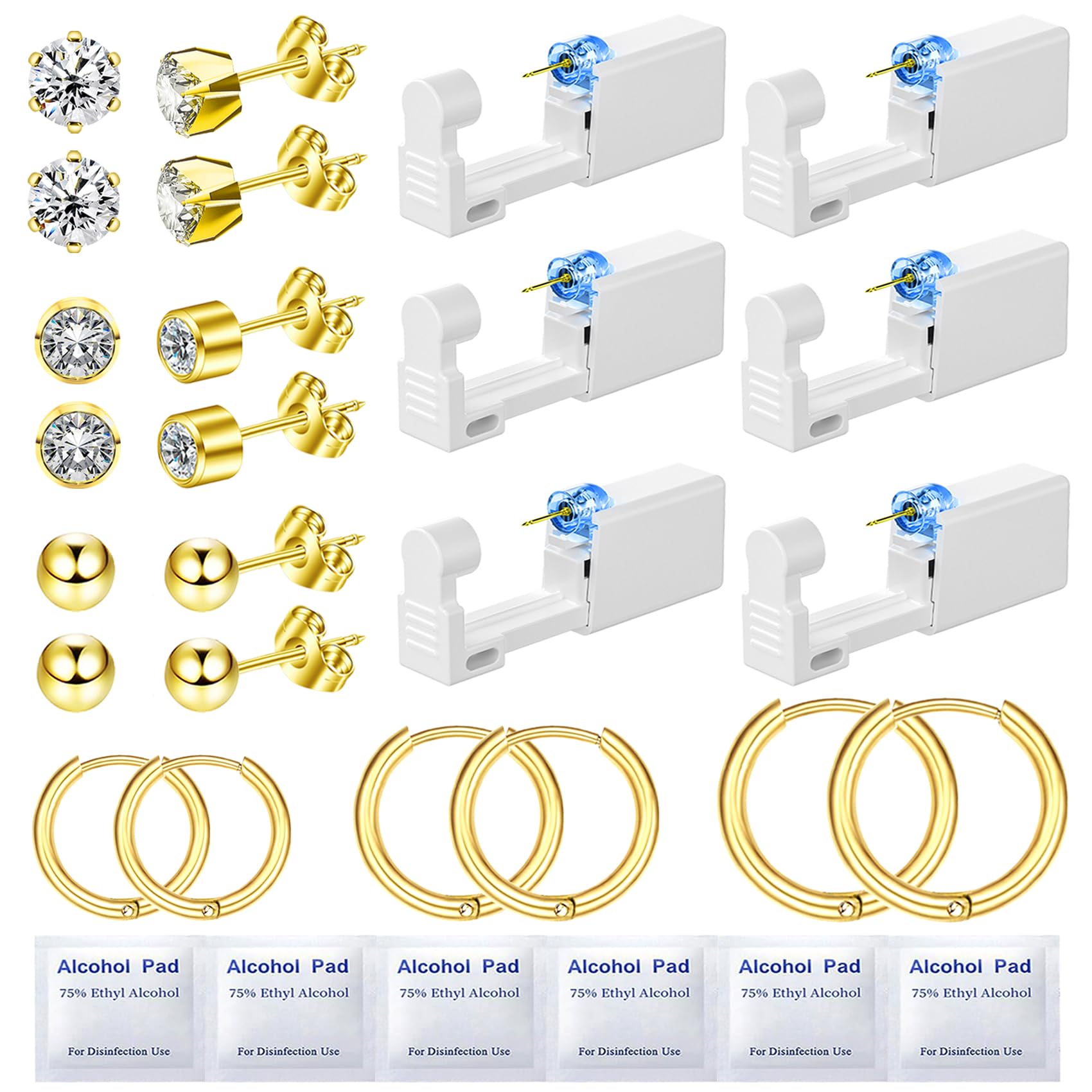 Amazon.com: Nunpag 24 Pcs Ear Piercing Kit Ear Disposable Piercing Gun ...