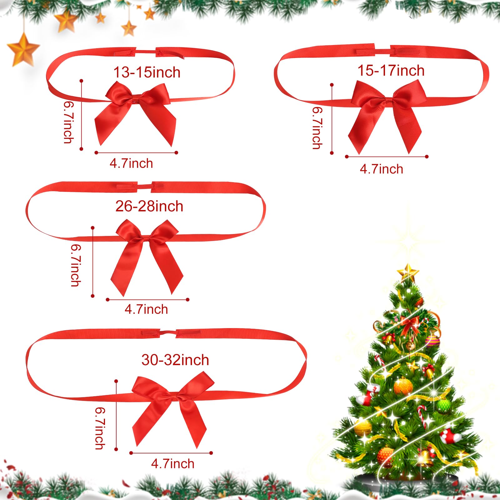 36 Pieces Christmas Red Stretch Loops with Bows Adjustable Elastic Gift ...