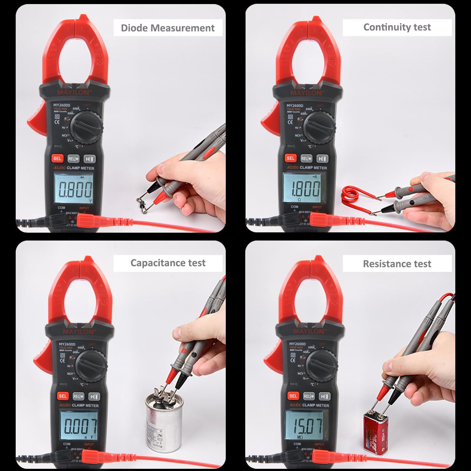 Snapklik.com : Digital Clamp Meter Multimeter 6000 Counts Voltage ...