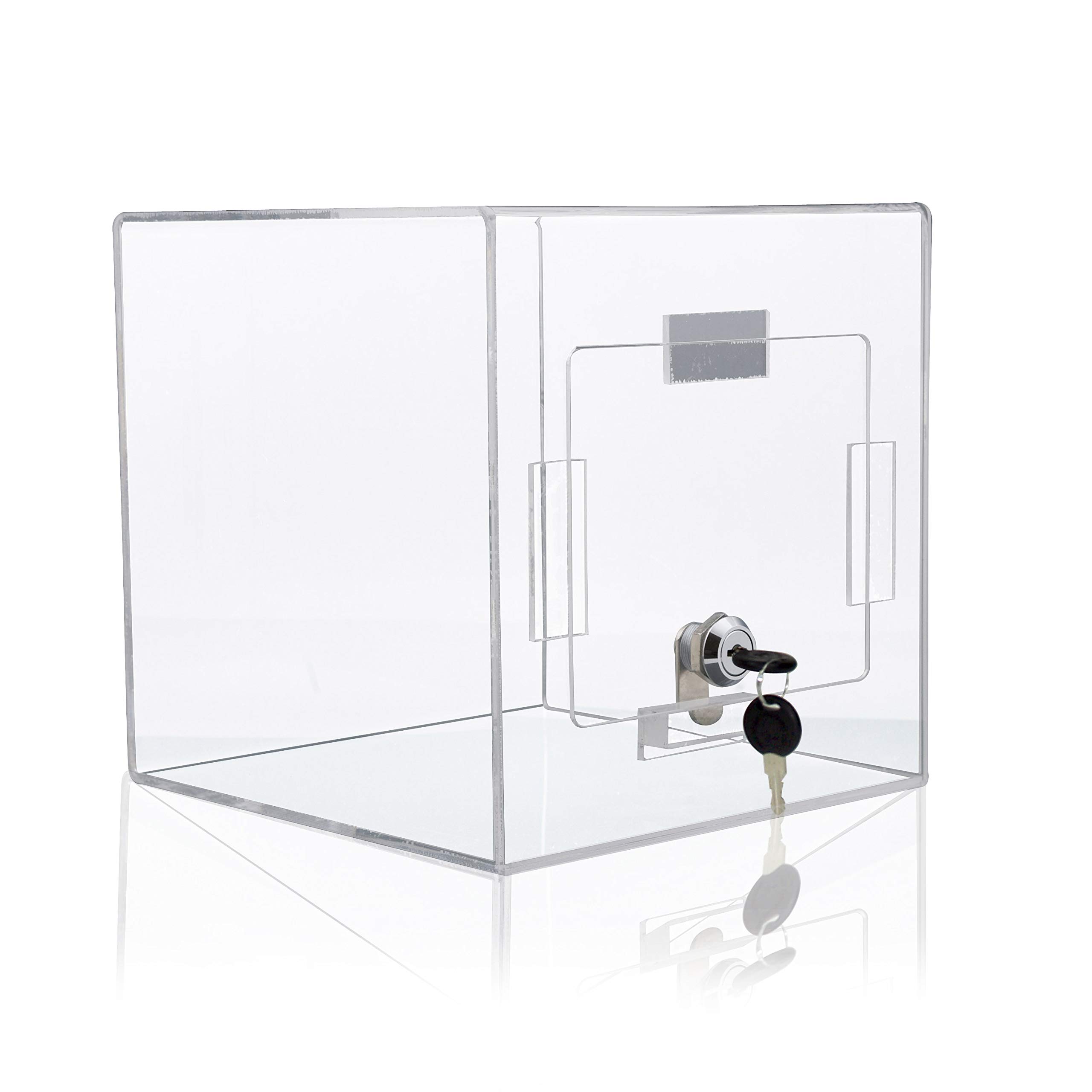 Amazon.com: M&T Displays Clear Acrylic Charity Donation Box with Lock ...