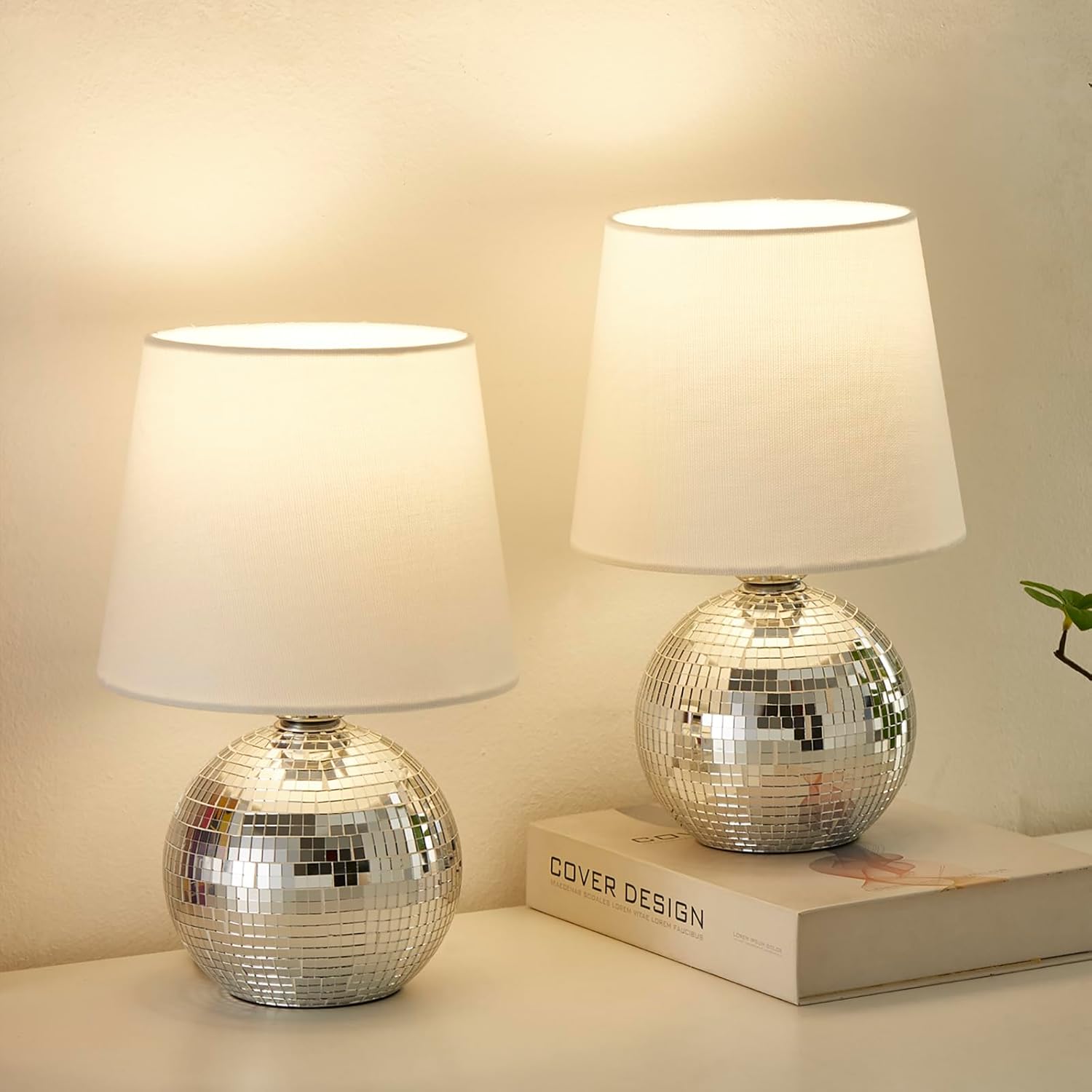 SAIWEYA 10.5" Disco Ball Lamp Small Funky Lamp-Mini Table Lamps Bedside ...