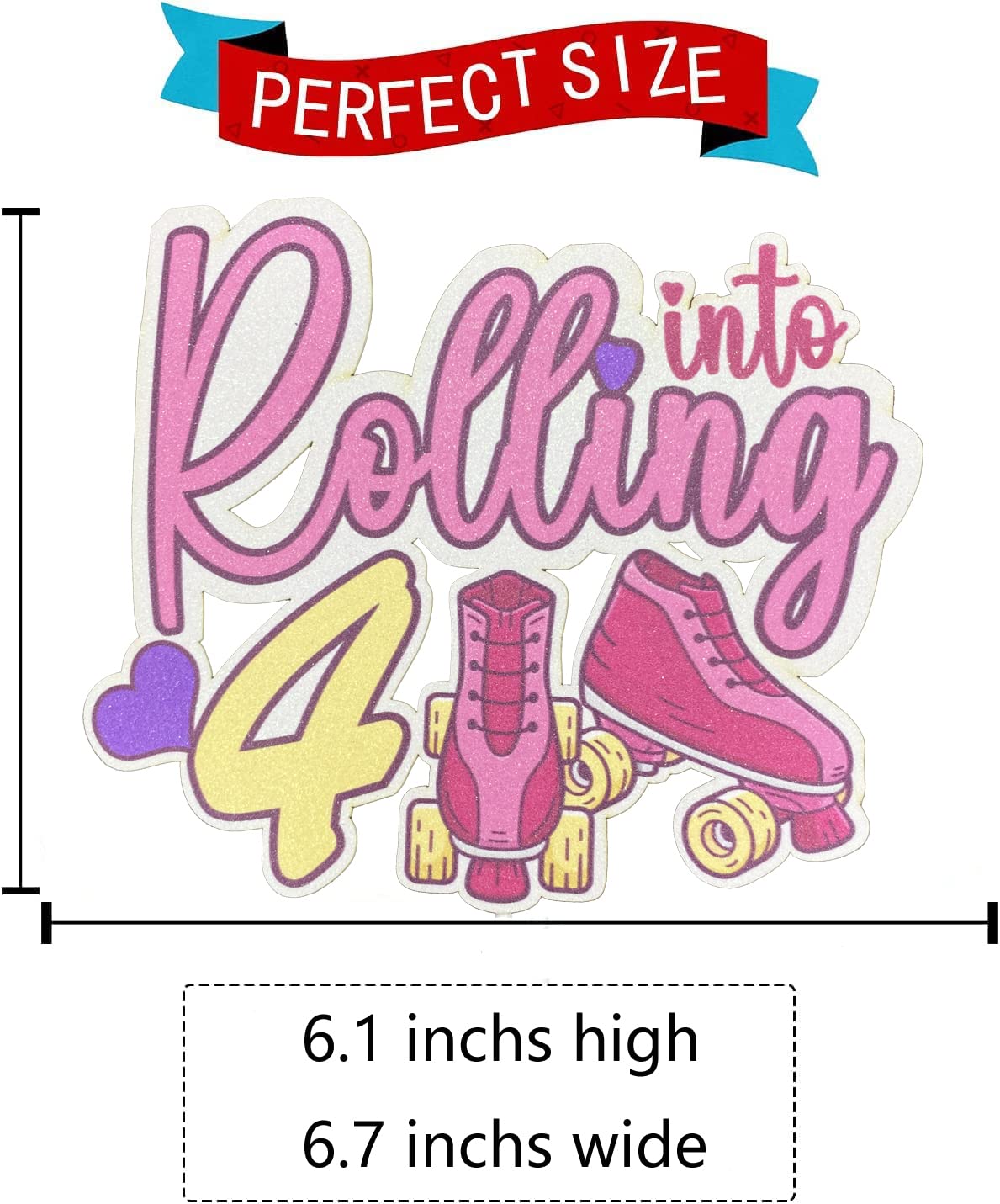 Snapklik.com : Roller Skating 4th Birthday Cake Topper - Rolling Into 4 ...