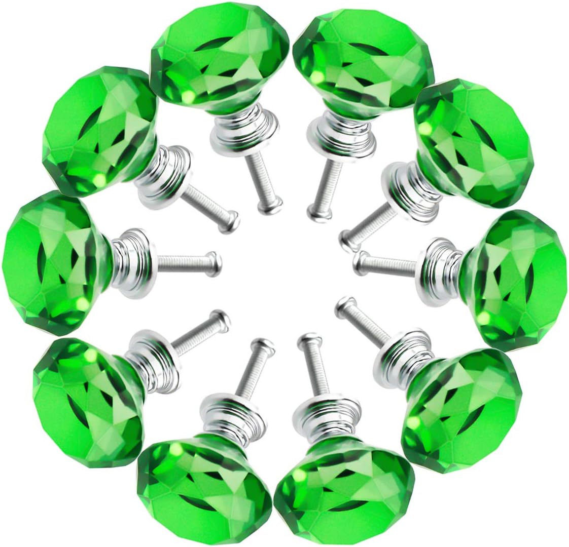 BNYZWOT Crystal Glass Cabinet Knobs 30mm Diamond Shape Drawer Kitchen ...