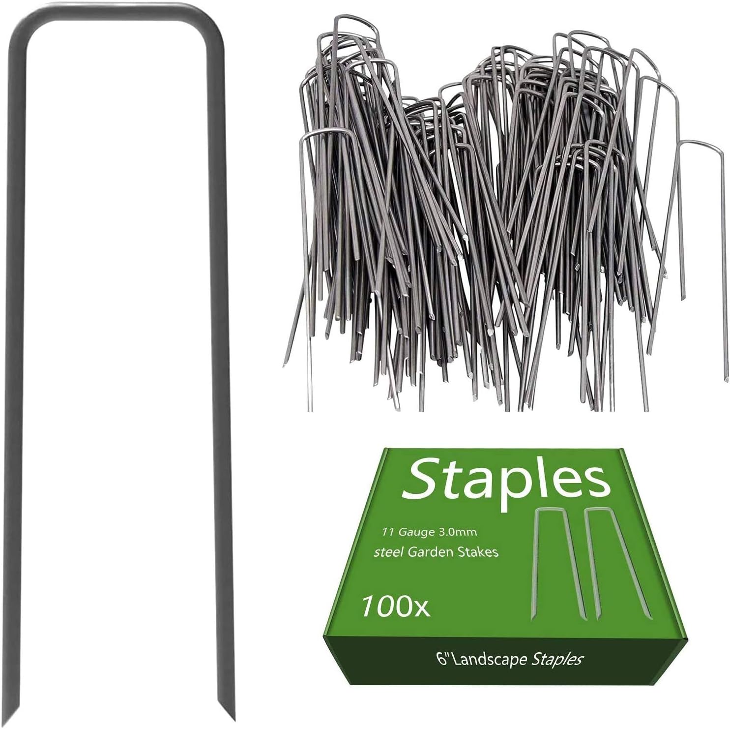 AAGUT OuYi Garden Pegs Ground Pegs Staples Landscape Sod Stakes, 100 ...