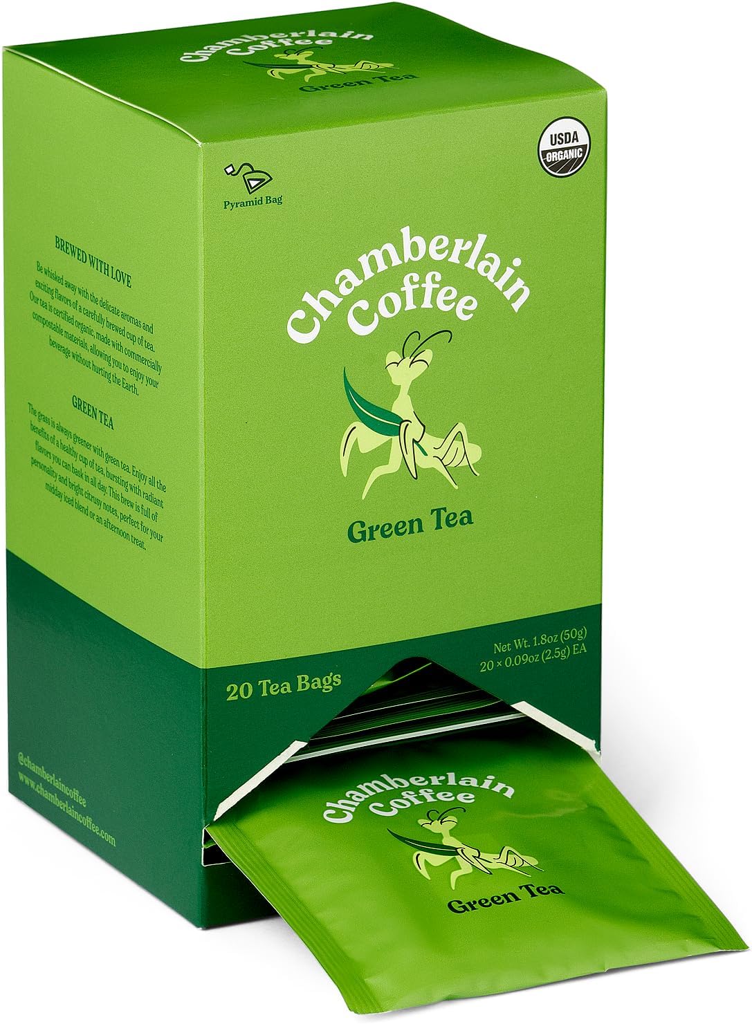 Amazon.com : Chamberlain Coffee Green Tea Bags - Organic Green Tea with ...