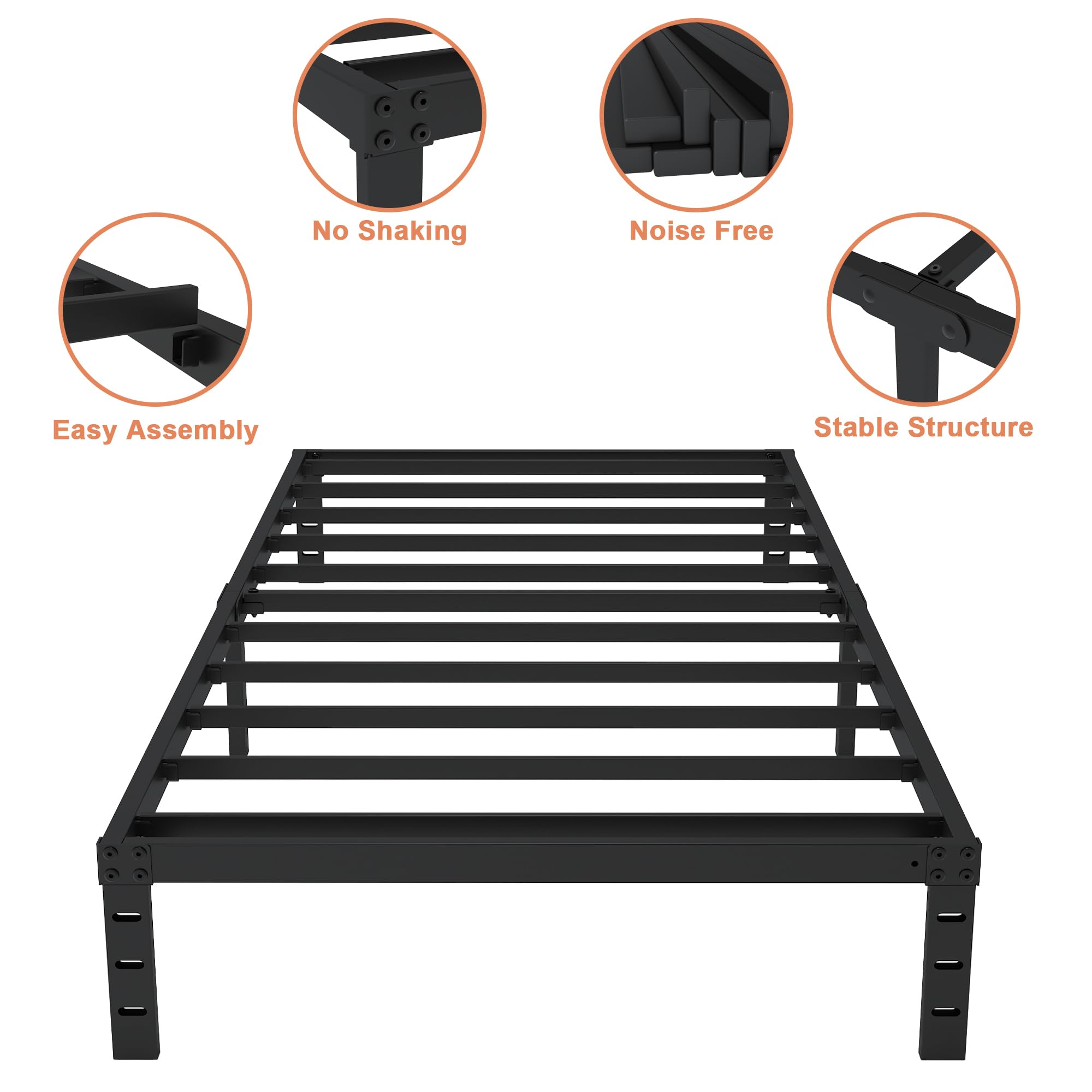 Snapklik.com : ALDRICH 10 Inch Metal Twin Bed Frame - Single Black ...