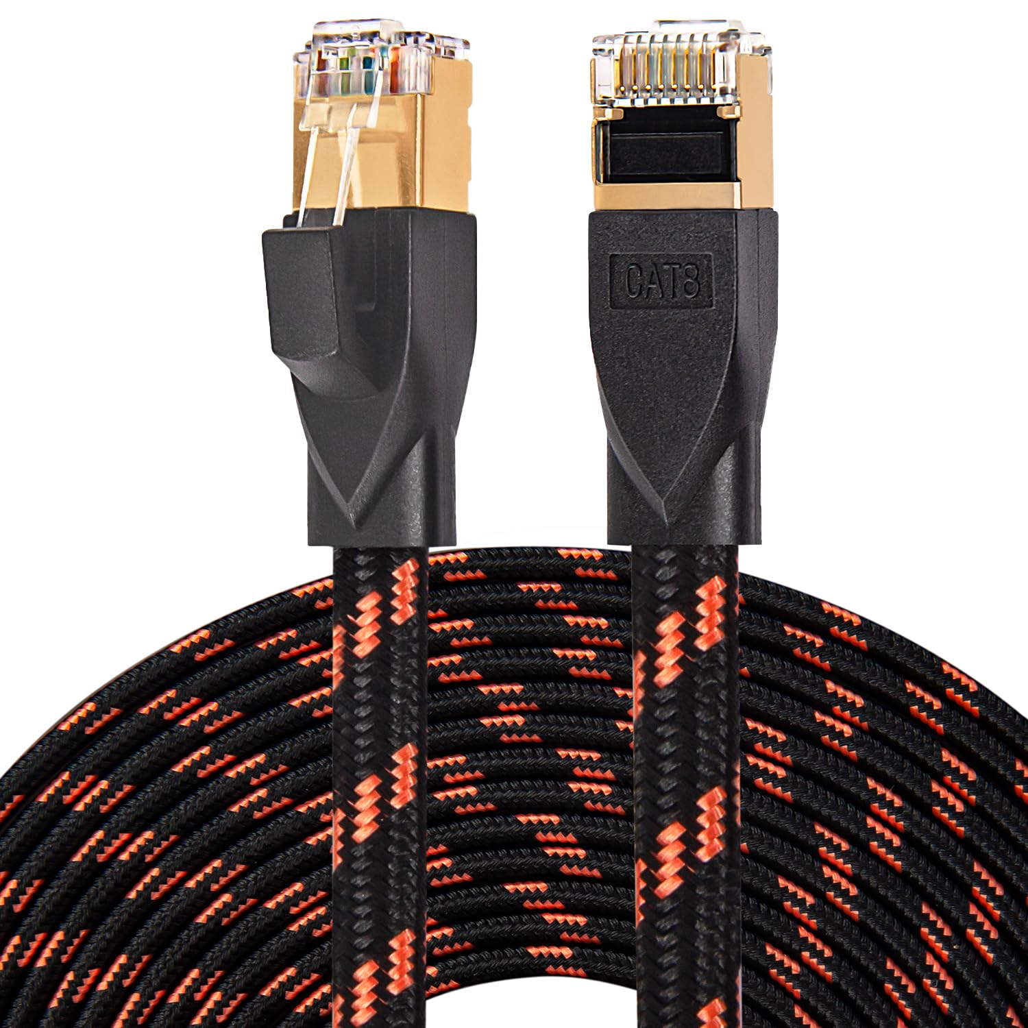Cat 8 Ethernet Cable 15M, Nylon Braided High Speed Cat8 Network LAN ...