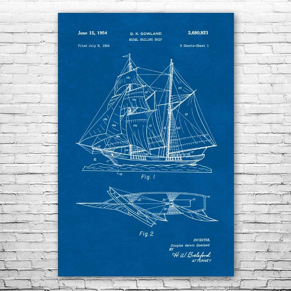 Amazon.com: Model Sailing Ship Poster Print, Boat Captain, Nautical ...