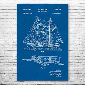 Amazon.com: Model Sailing Ship Poster Print, Boat Captain, Nautical ...