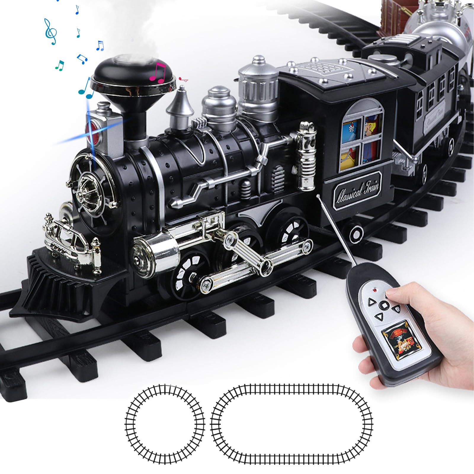 Buy Classic Model Train Set, GRIOC Realistic Train with Sound & Light ...