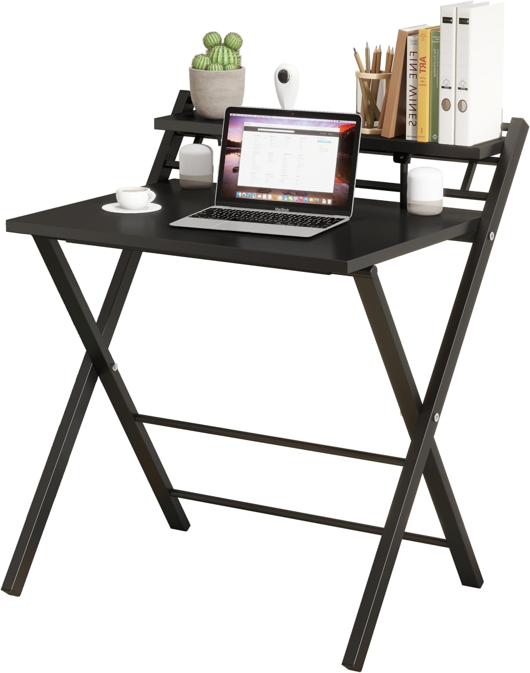 BEXEVUE Small Folding Computer Desk - 65cm Large Easy Assembly, Office ...