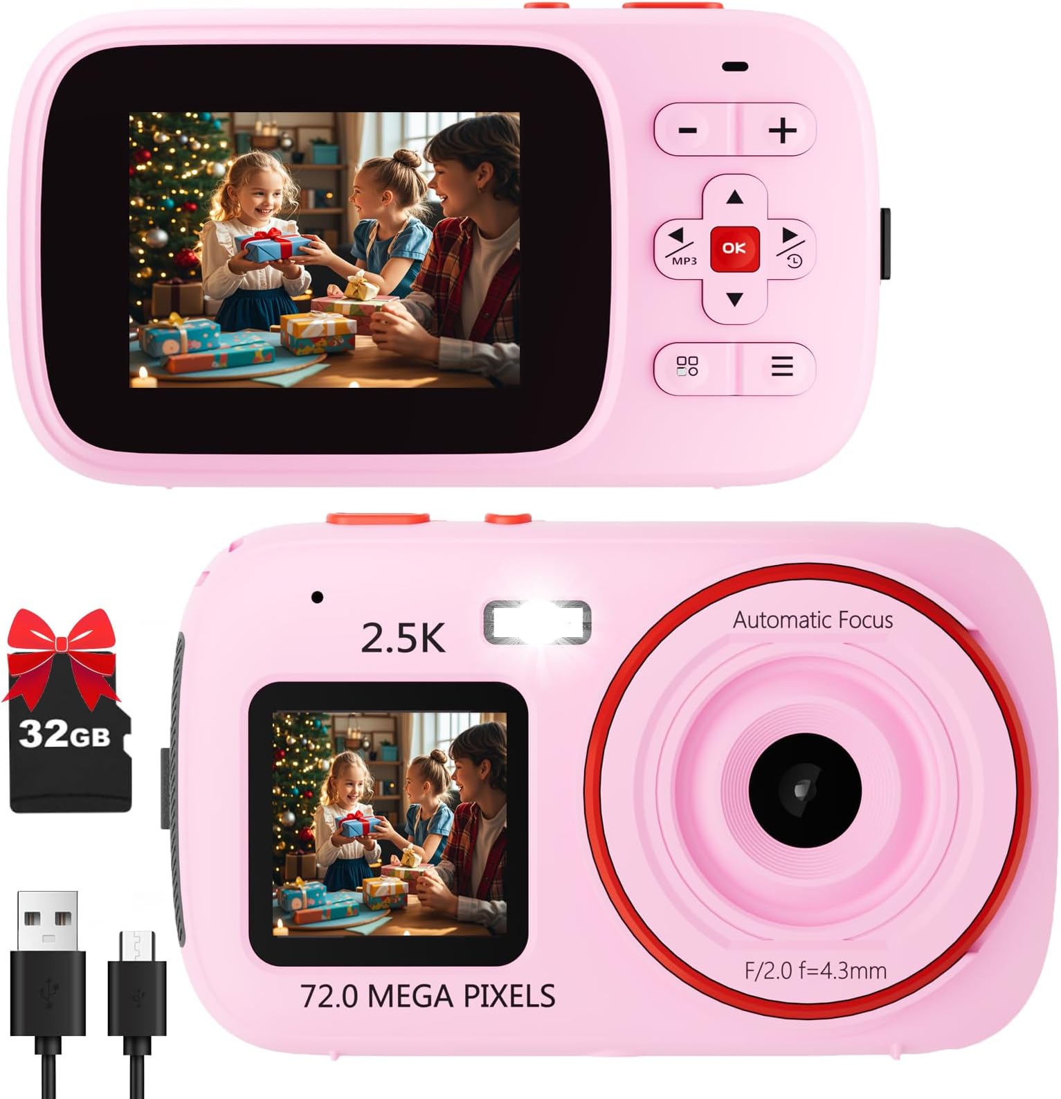 Amazon.com : Digital Camera for Kids Teens Girls Boys, Point and Shoot ...