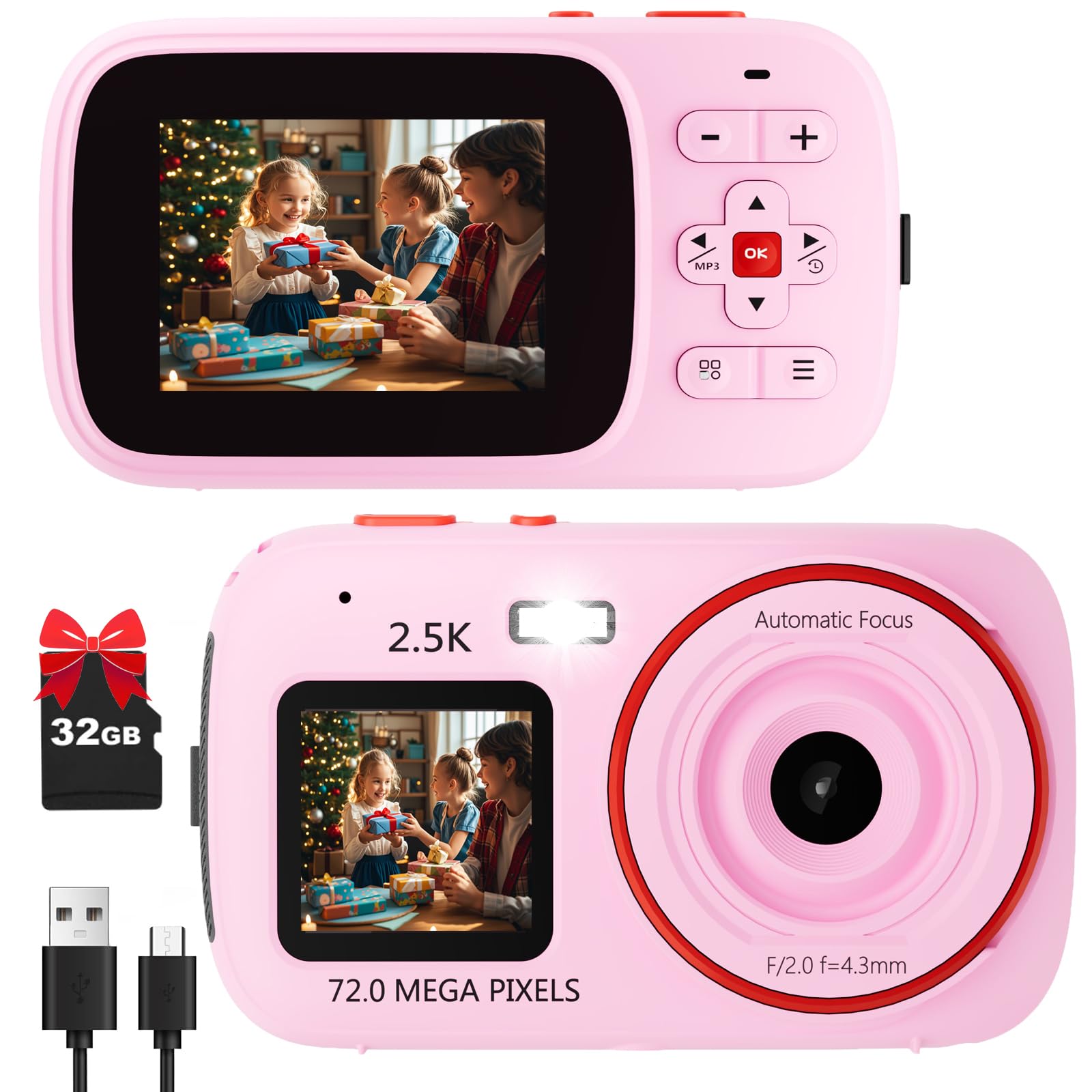 Amazon.com : Digital Camera for Kids Teens Girls Boys, Point and Shoot ...