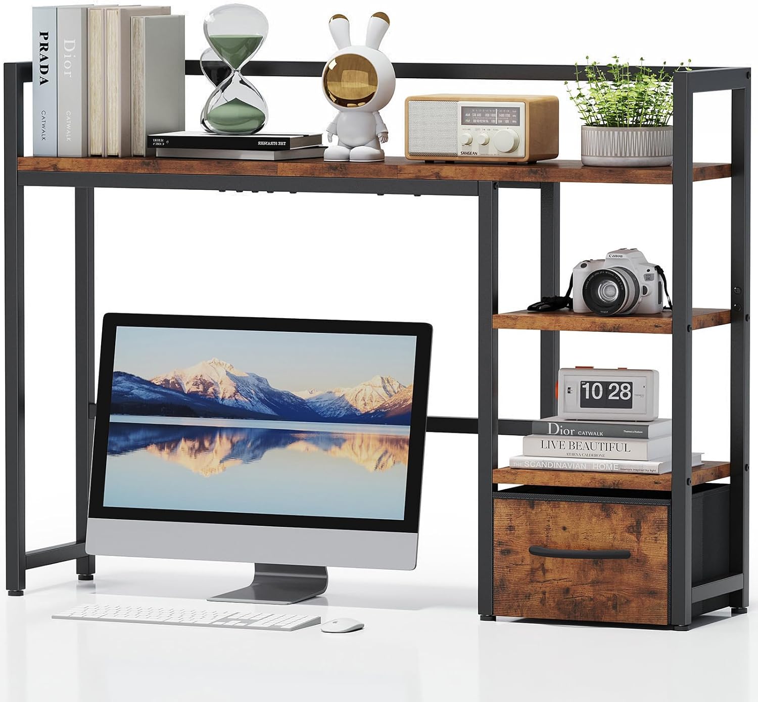 Amazon.com: Marbrasse Desk Shelf with Drawer, 40" Desk Hutch for ...