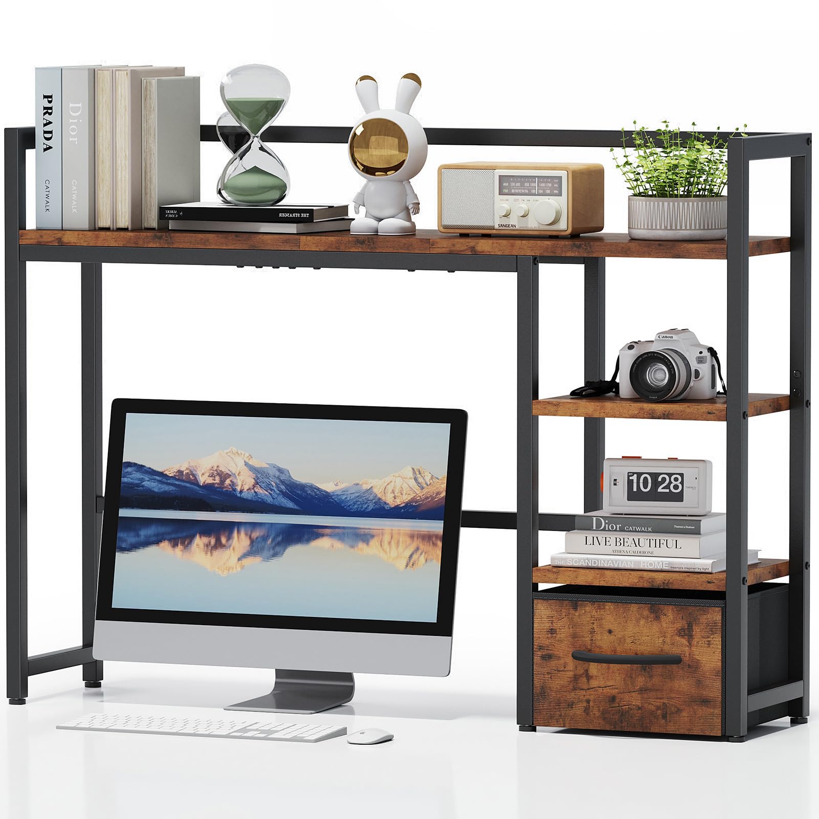 Amazon.com: Marbrasse Desk Shelf with Drawer, 40" Desk Hutch for ...