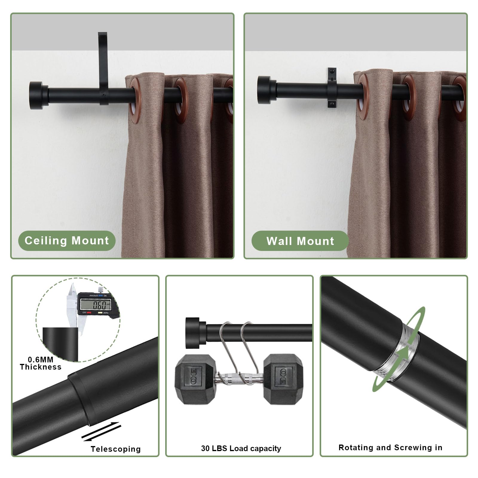 Snapklik.com : 16-86 Inch Curtain Rods, 1 Inch Diameter Splicing And ...