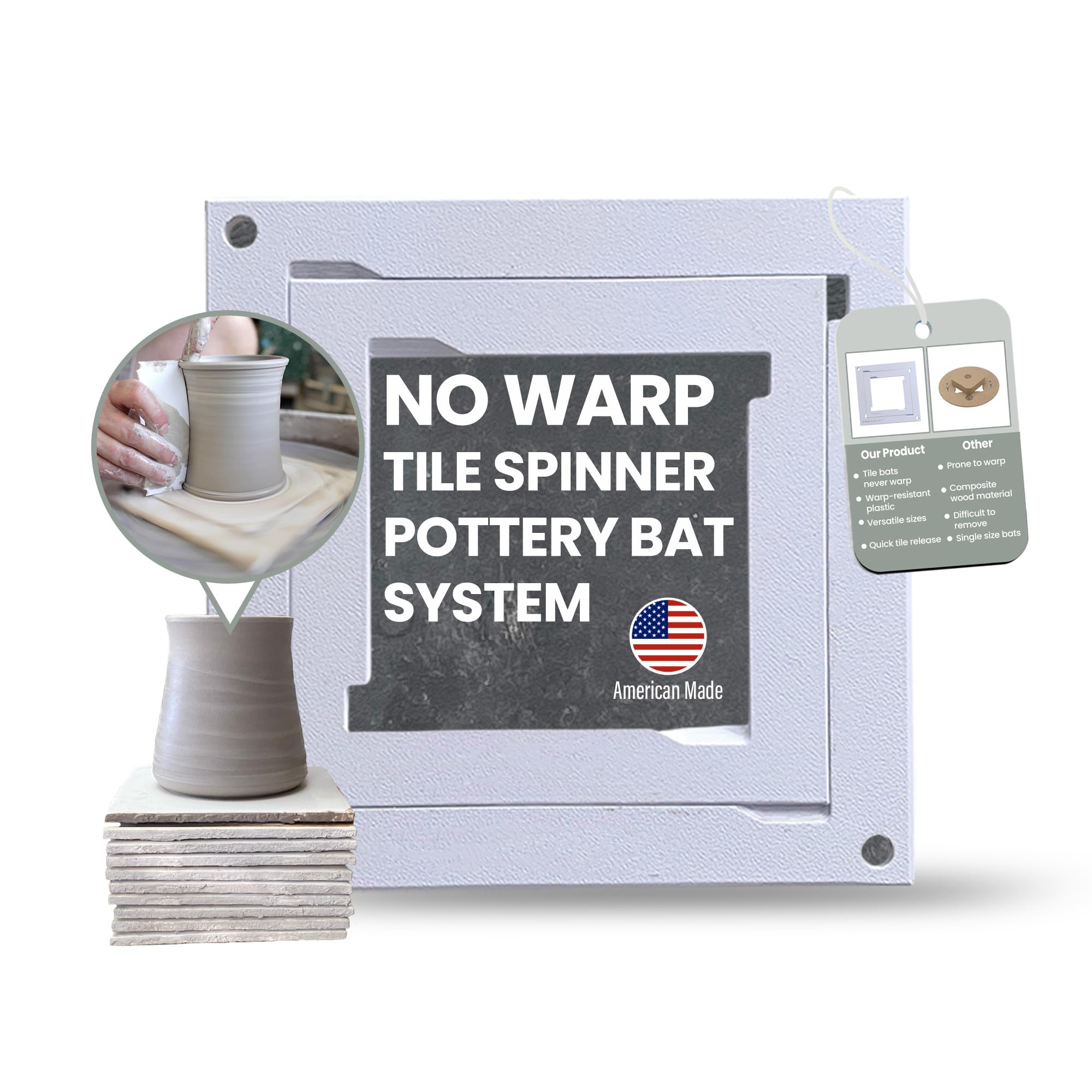 Amazon.com: OUTPOST POTTERY Tile Spinner - Durable Plastic Clay Spinner ...