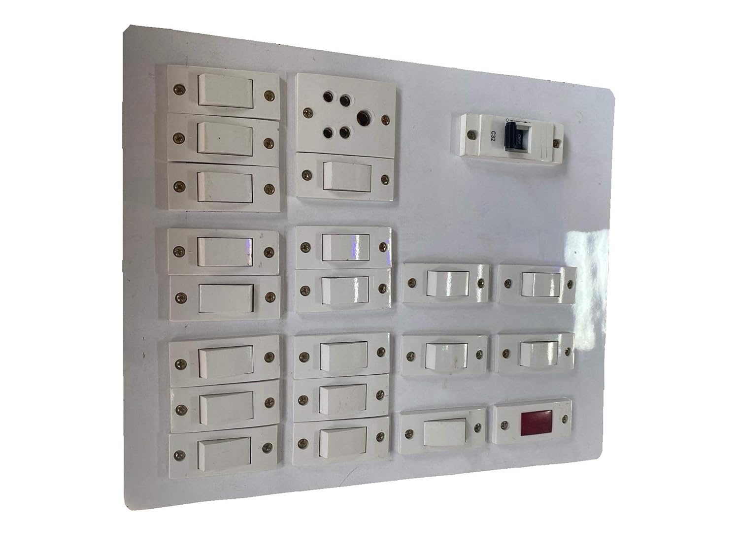 Wooden Electrical Board 6A (19 Switches 1Sockets,1 Indicator, 1 MCB ...