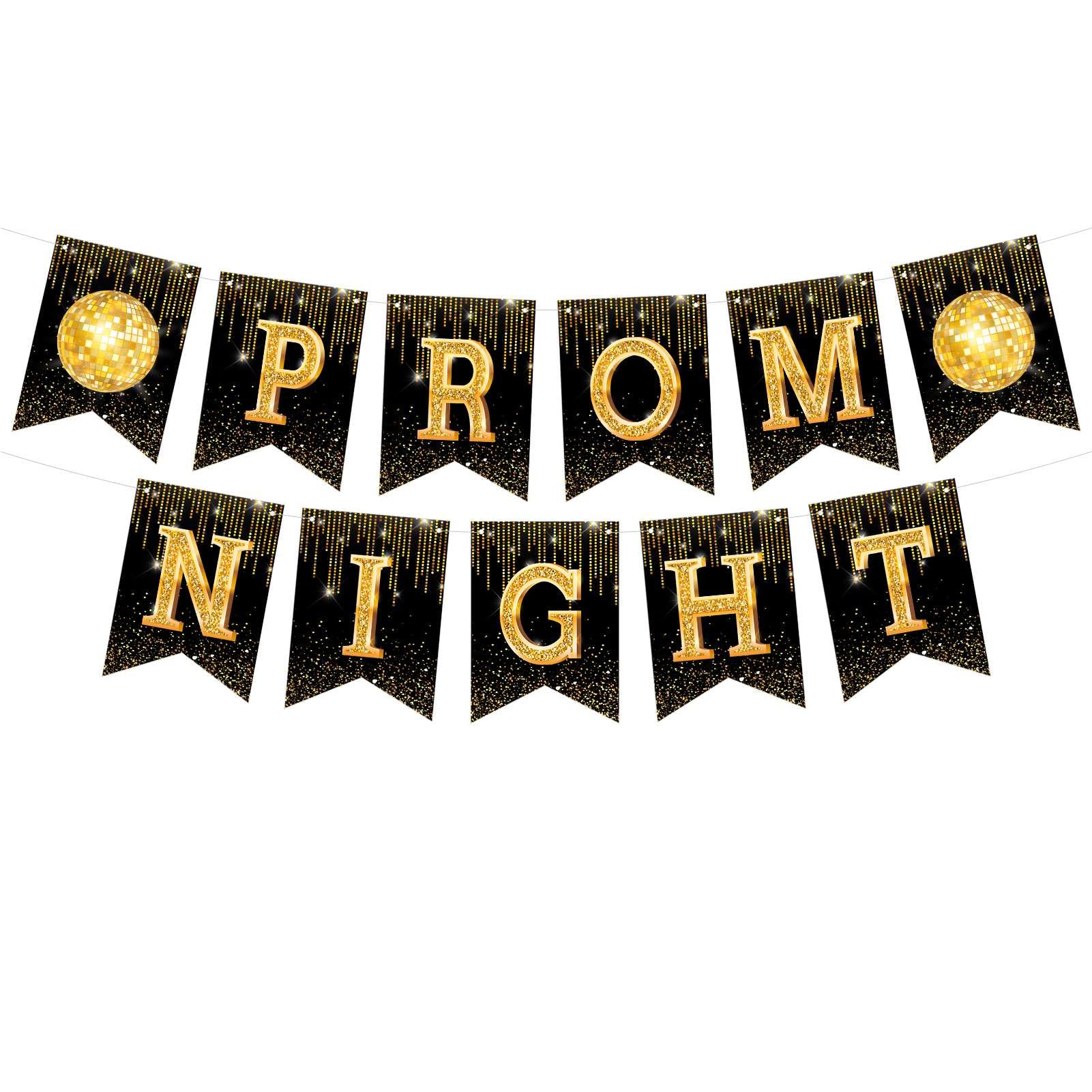 Buy Prom Night Banner Black Gold 2024 Prom Night Party Decorations ...