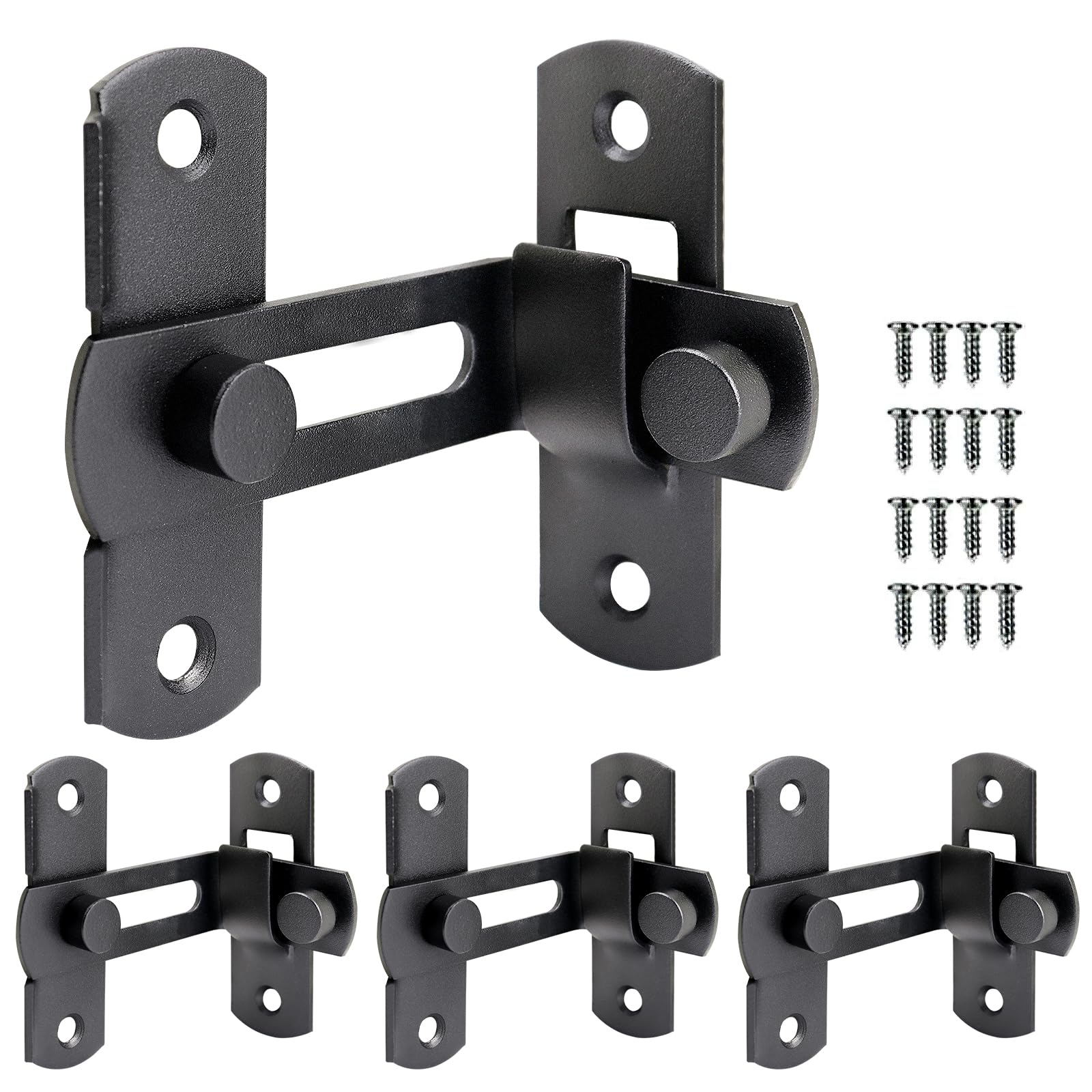 Amazon.com: HKATOPS 90 Degree Flip Door Sliding Latches,4 Packs Black ...