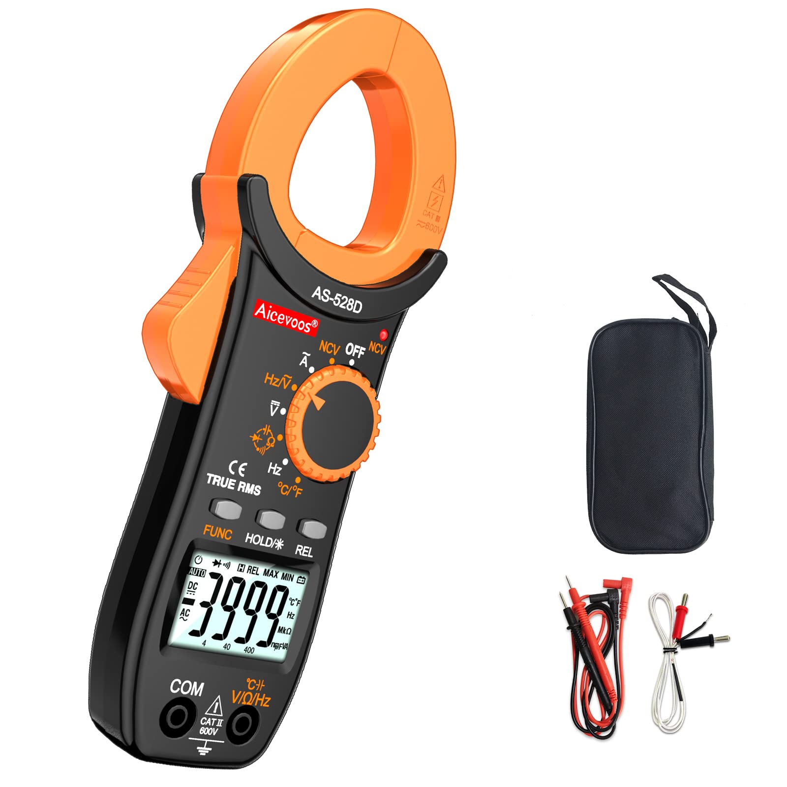 Buy Aicevoos 528D Digital Clamp Meter Multimeter 4000 Counts Amp ...
