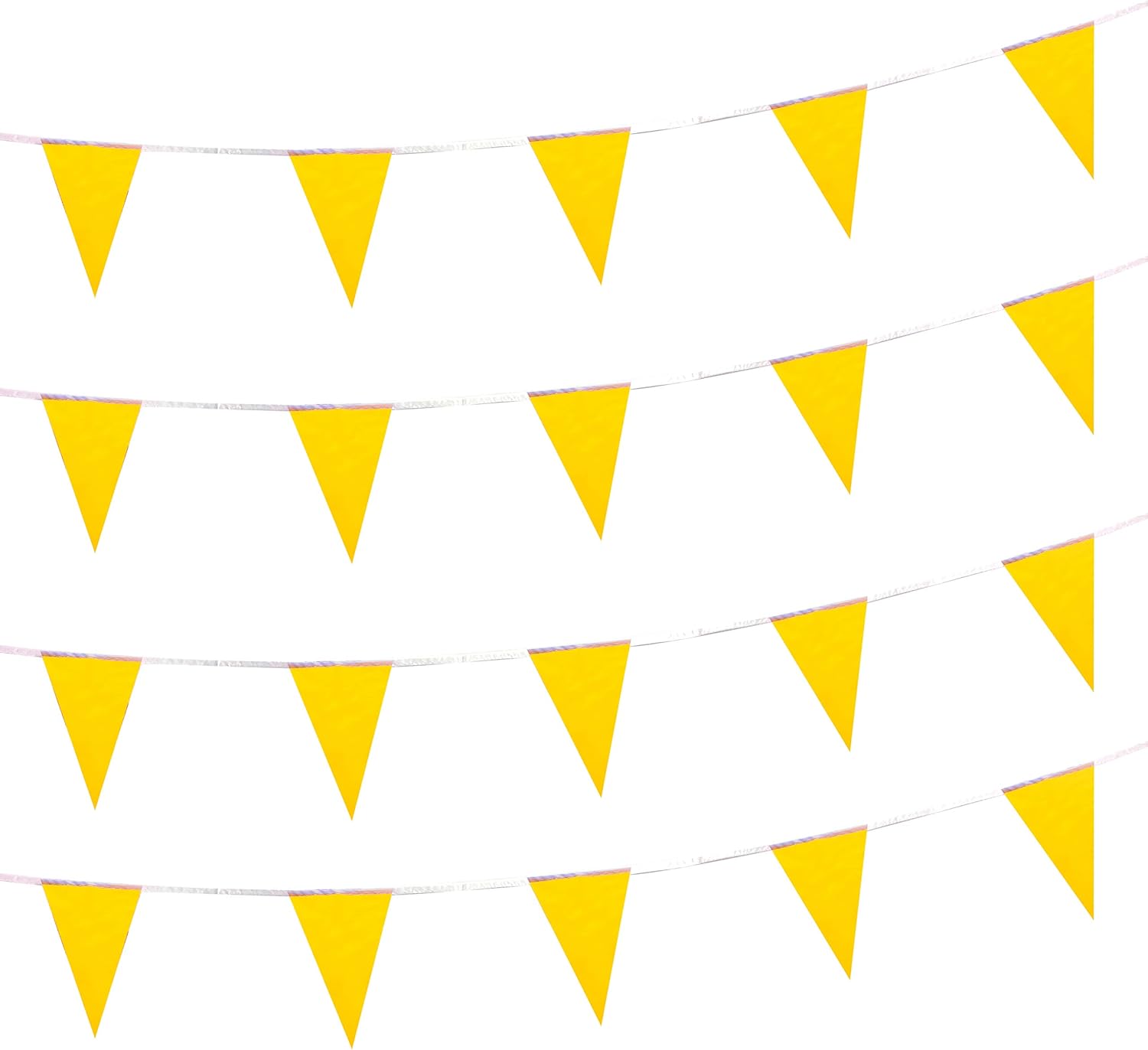 Amazon.com: AuTop 100 Feet Solid Yellow Pennant Banner Flags String ...