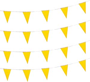 Amazon.com: AuTop 100 Feet Solid Yellow Pennant Banner Flags String ...