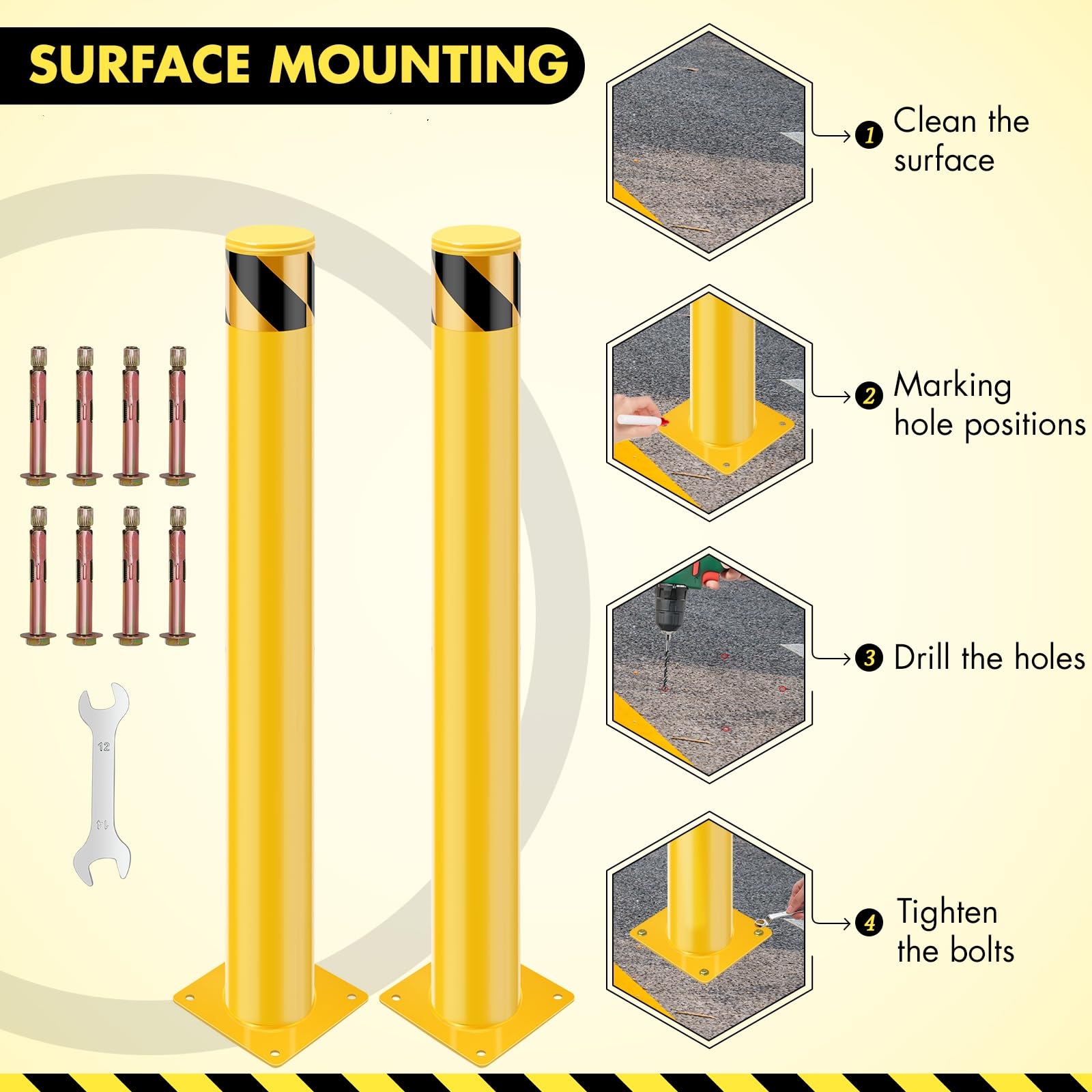 Snapklik.com : Safety Bollard Post, 48 X 4.5 Inch Removable Steel ...