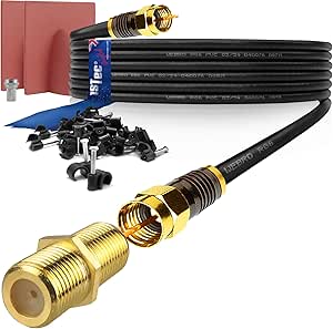 1STec 50m Gold Plated Male to Male Virgin Media Extension Cable with ...