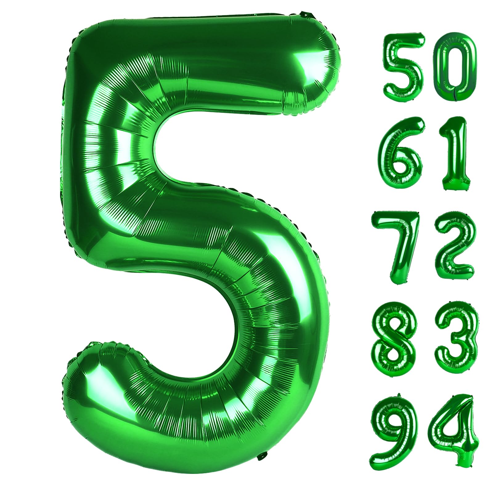 Amazon.com: Green 5 Balloon, Number Balloons 40 Inch, 5th Birthday ...