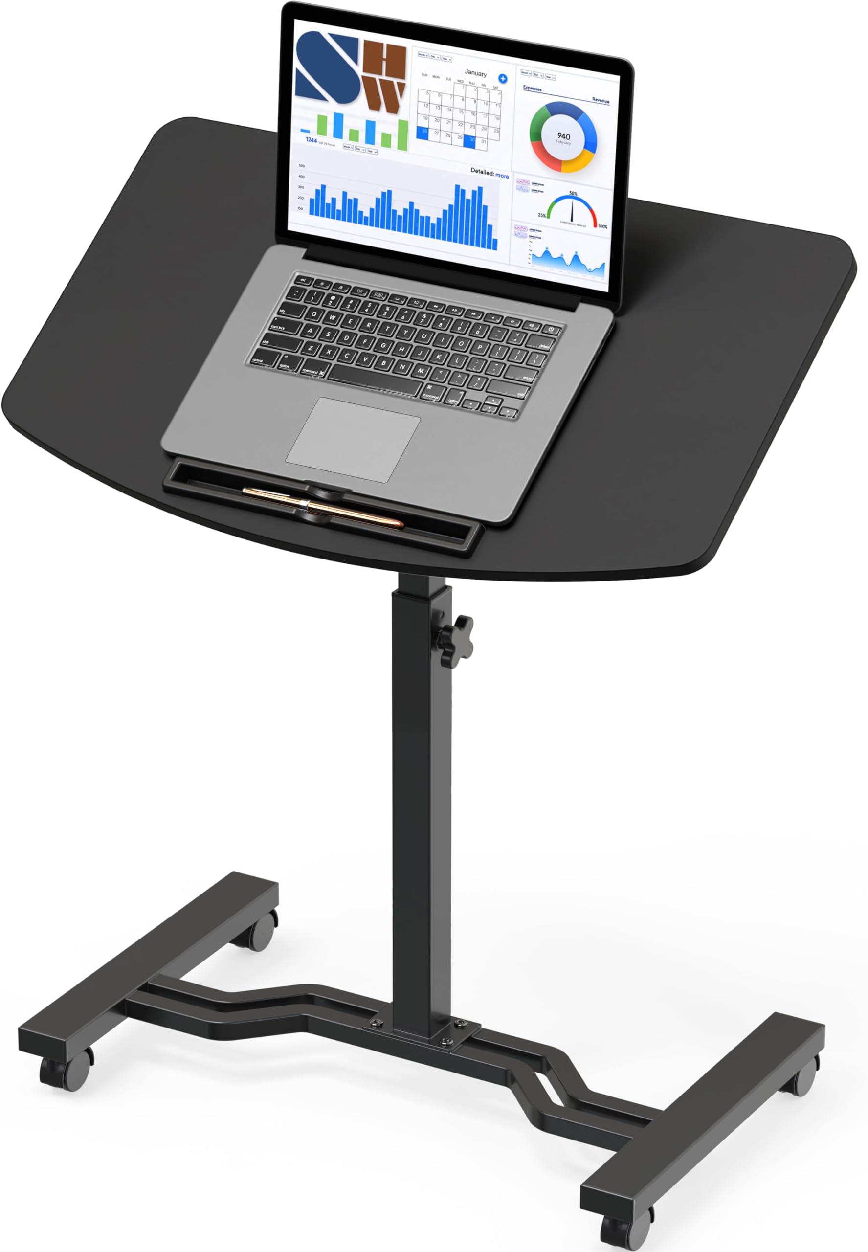 Amazon.com: LANGRIA Laptop Rolling Cart Table Height Adjustable Mobile ...