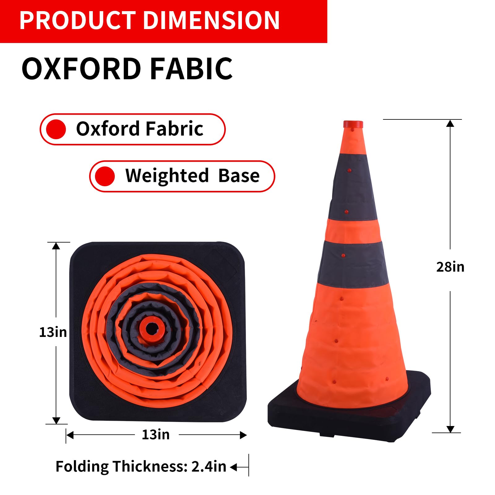 Snapklik.com : BESEA 28 Inch Collapsible Traffic Cones, Orange Safety ...