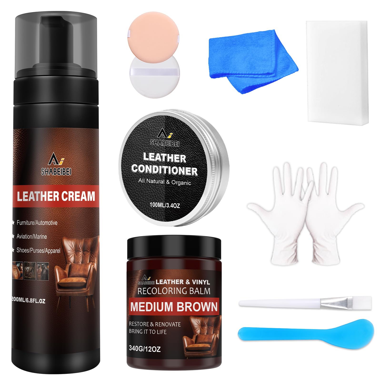 Amazon.com: SHABEIBEI Leather Recoloring Balm Set,Leather Cleaner ...