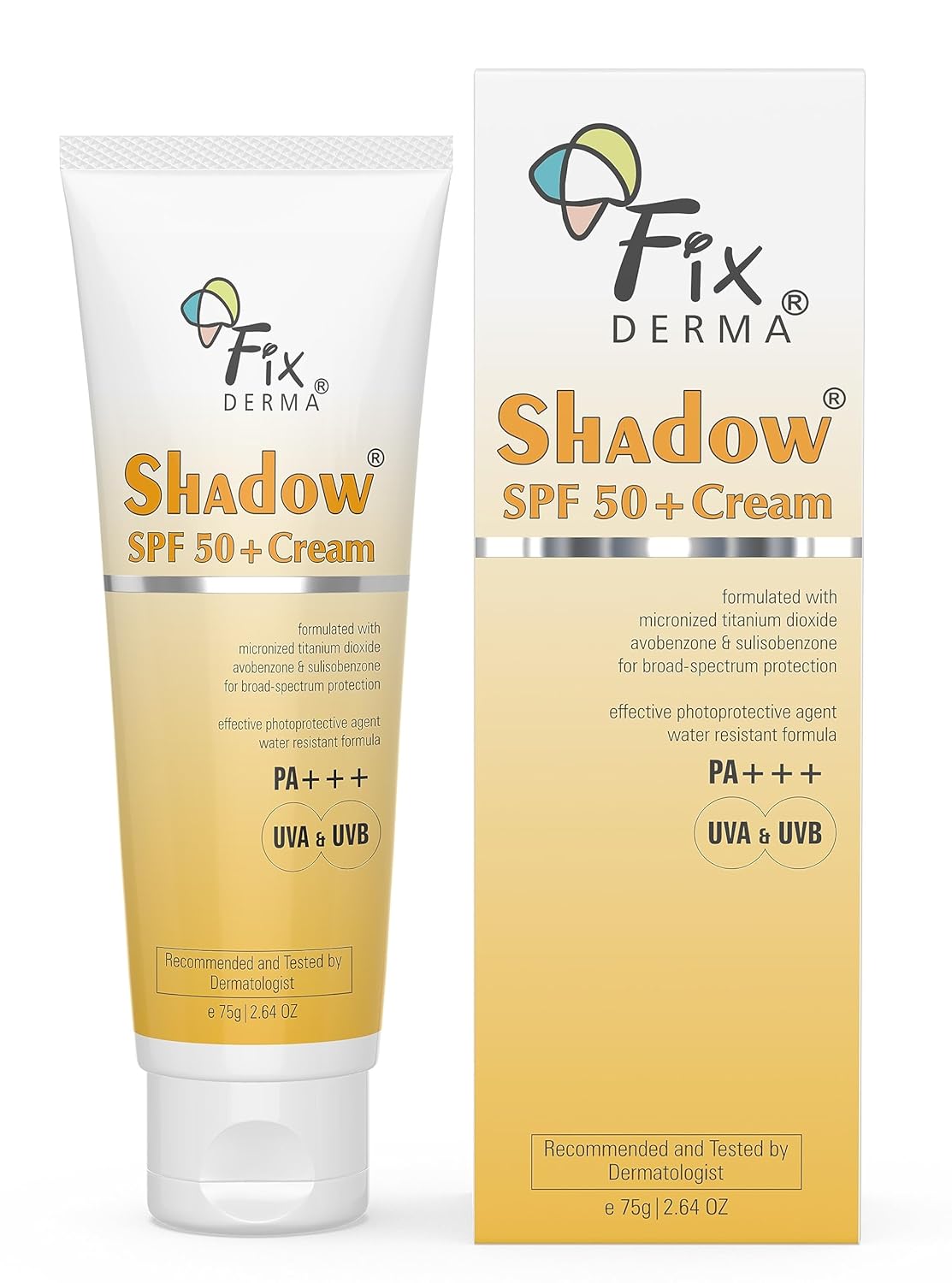 Fixderma Shadow Sunscreen SPF 50+ Cream | Sunscreen for Dry Skin | Sun ...