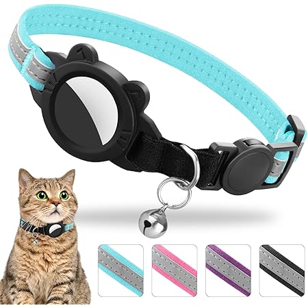 Pet Supplies : Luminous AirTag Cat Collar Breakaway, Reflective GPS Cat ...