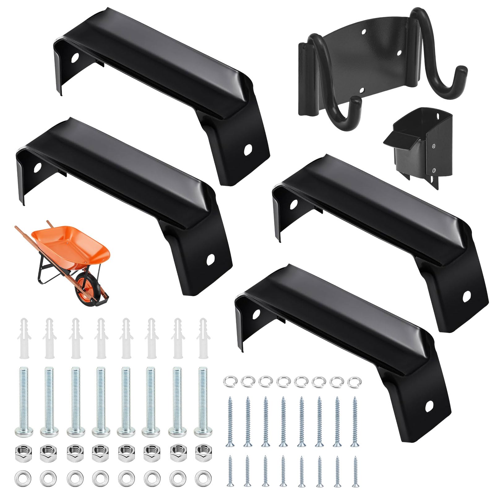 Amazon.com: KitchenKipper 4 Pack Black Steel Wheelbarrow Axle Bracket ...