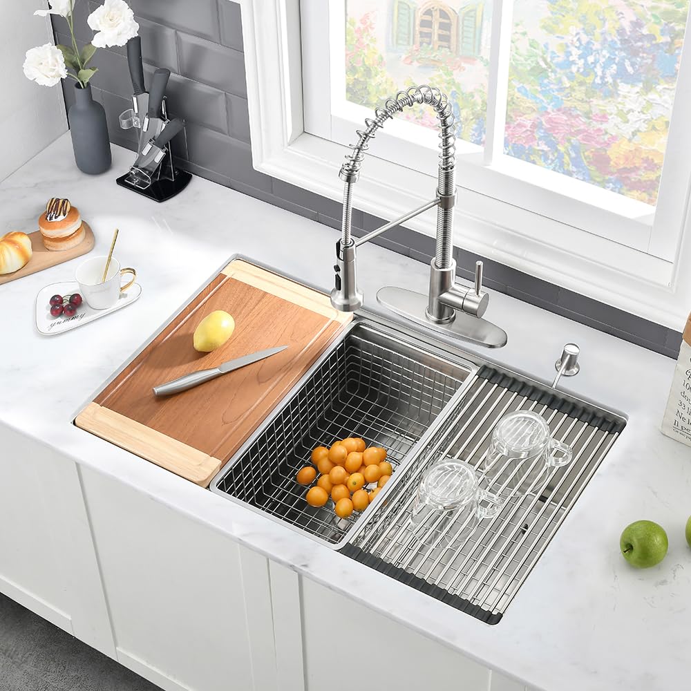 Snapklik.com : 27 Inch Undermount Kitchen Sink Workstation-VASOYO 27x19 ...