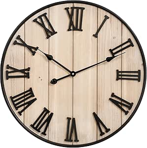 Amazon.com: MODE HOME Large Rustic Wooden Wall Clock, 24 Inch Farmhouse ...