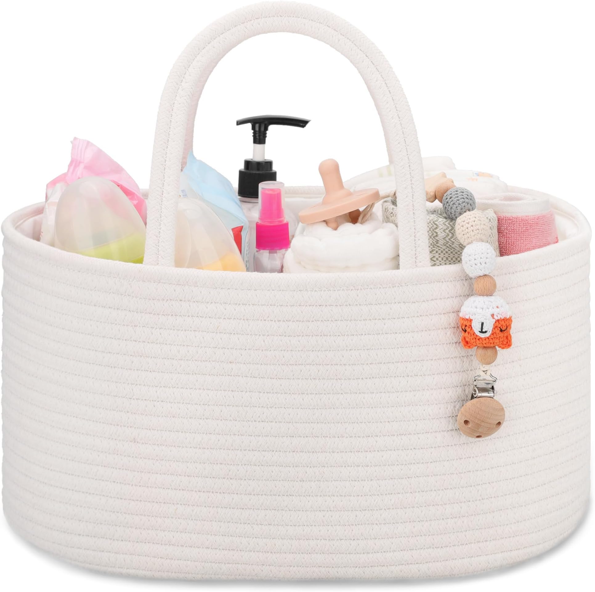 Amazon.com: YEONHWA Baby Diaper Caddy Organizer, Woven Rope Cotton ...