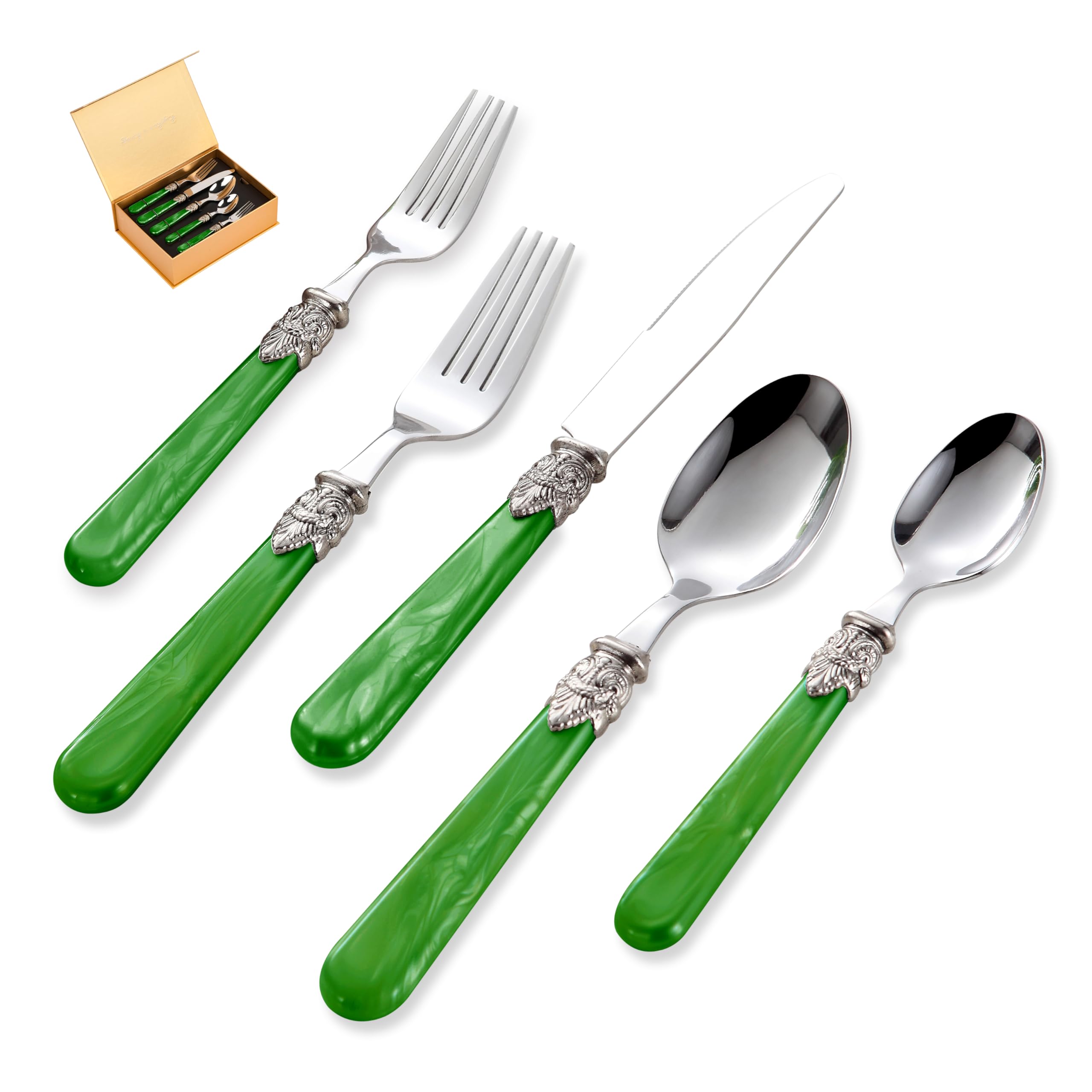 Amazon.com | CATHYLIN 20 pieces 18/10 Stainless Steel Silverware Sets ...