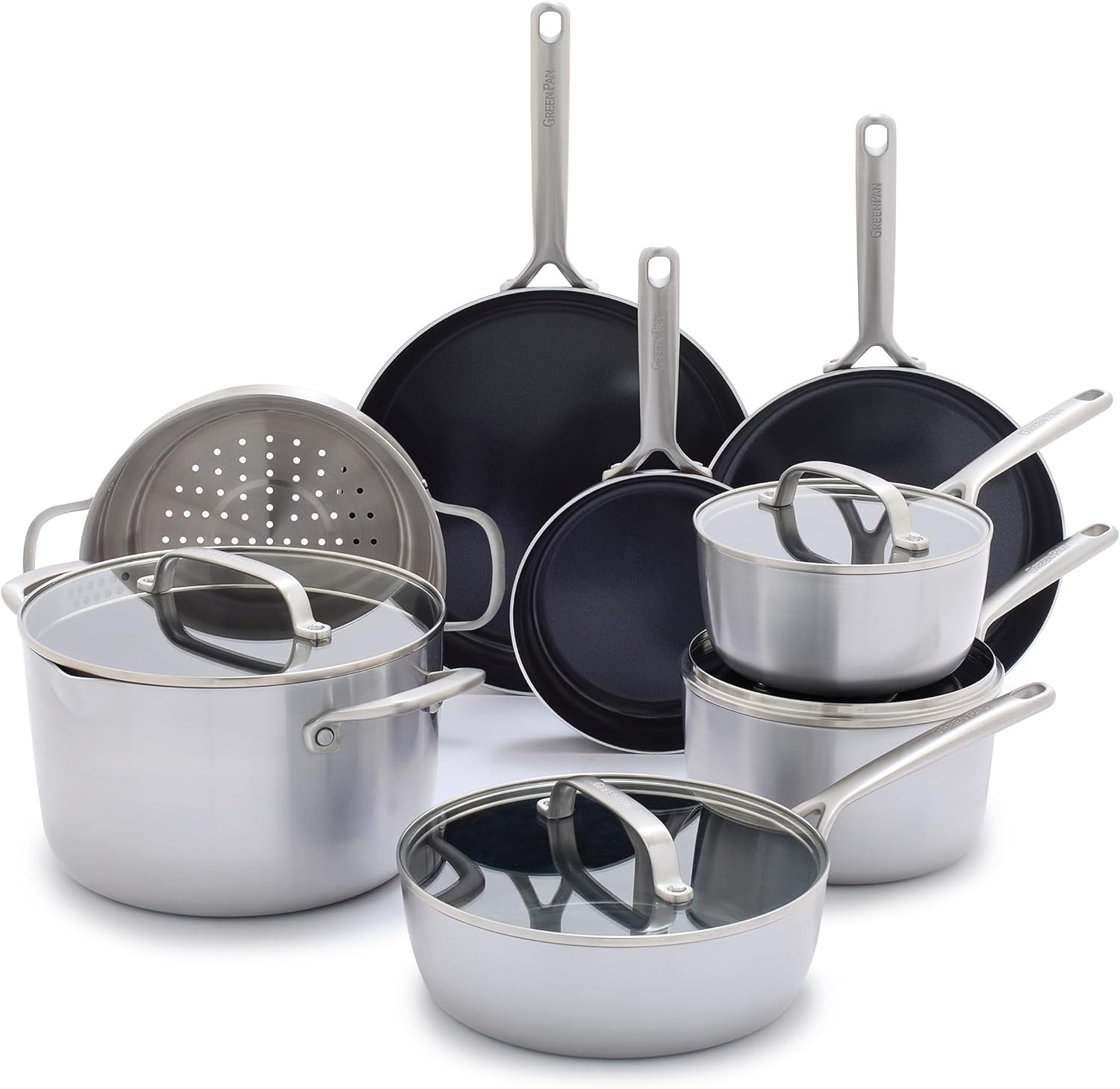Amazon.com: GreenPan GP5 Vista 5-Ply Stainless Steel 12 Piece Cookware ...