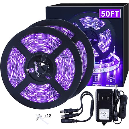 Onforu 32.8ft LED Black Light Strip Kit, 600 Units Lamp Beads, 12V ...