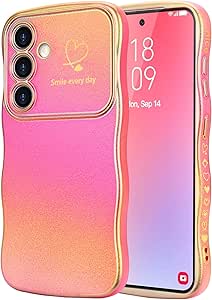 Amazon.com: LCHULLE for Samsung Galaxy S24 Case for Women Girls, Cute Wave Frame Curly Shape ...