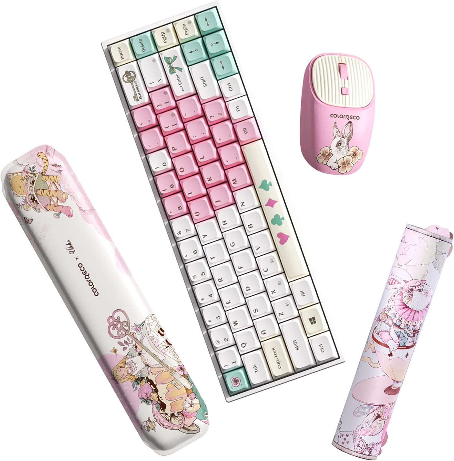 Amazon.com: Cartoon Wireless Keyboard and Mouse Combo, Compact 60% ...