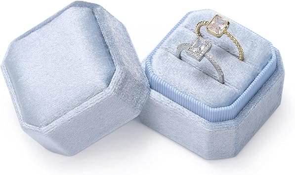 Amazon.com: Sightor Velvet Ring Box, Octagon Velvet Jewelry Ring Box ...