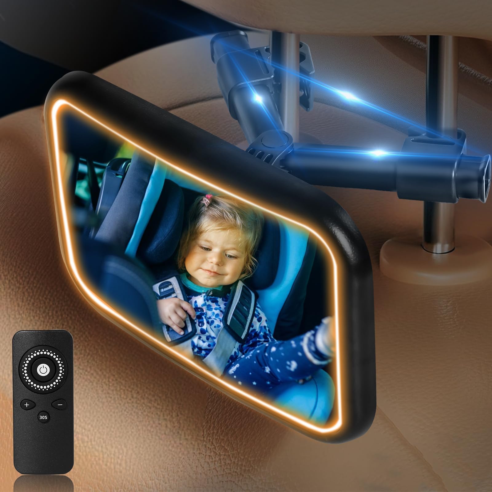 Amazon.com: Smart Baby Car Mirror with Lights, Voice Control Safety Car ...