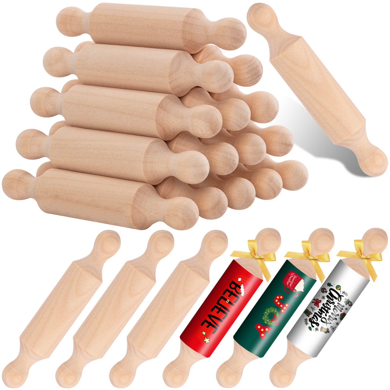 Amazon.com: 20PCS Mini Rolling Pins for Crafts, Small Wooden Dough ...